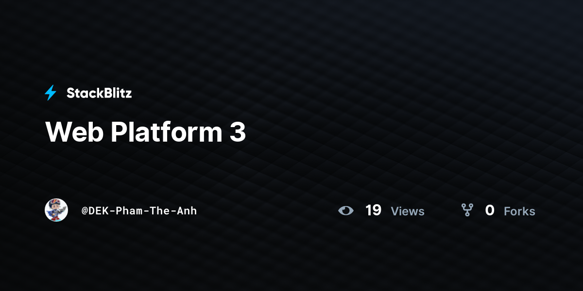 Web Platform 3 - StackBlitz