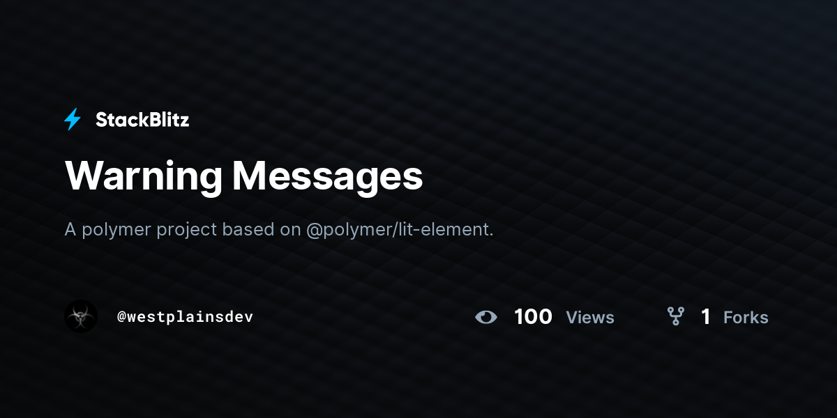 Warning Messages - StackBlitz