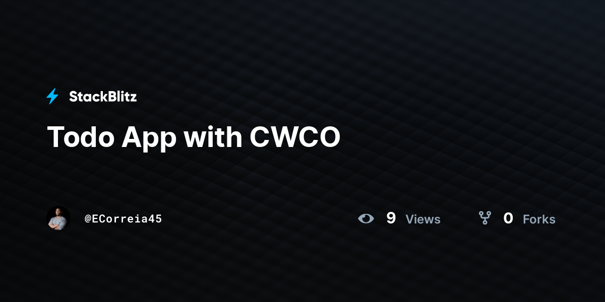 Todo App with CWCO - StackBlitz