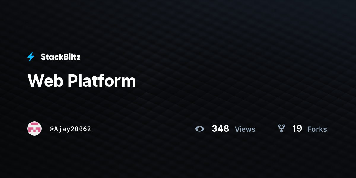 Web Platform - StackBlitz