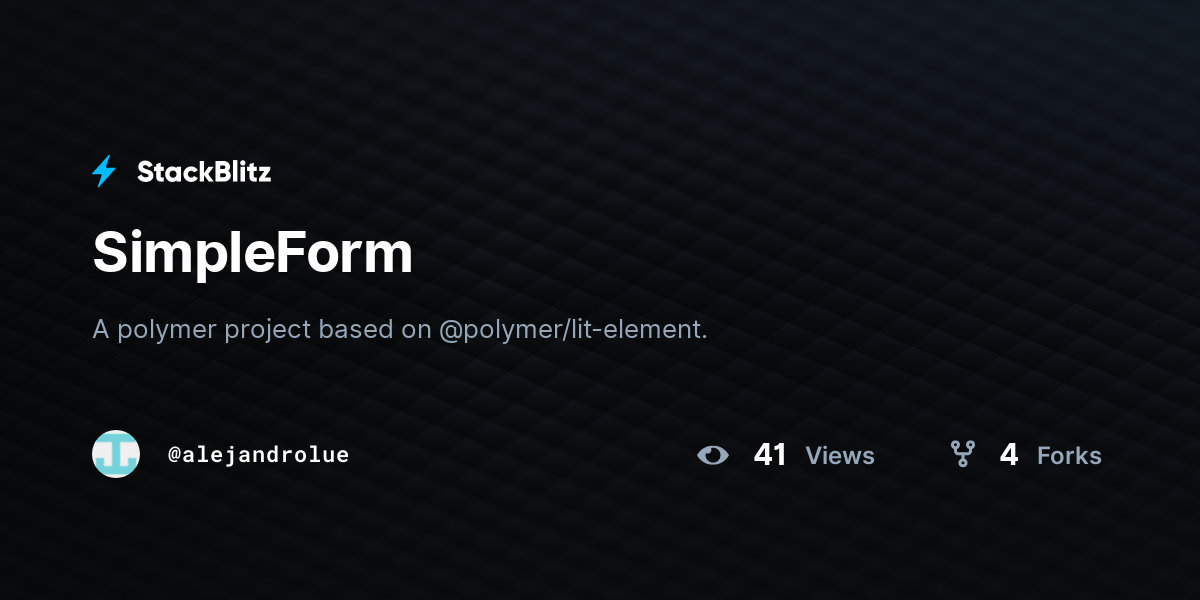 Simpleform Stackblitz