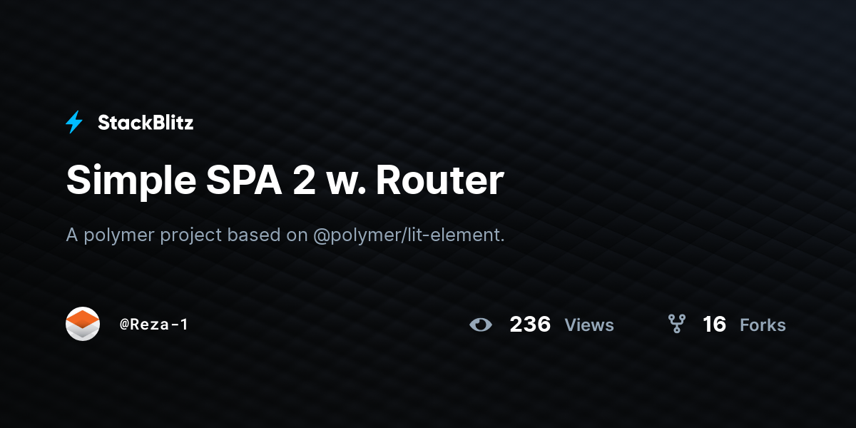 Simple SPA 2 w. Router - StackBlitz