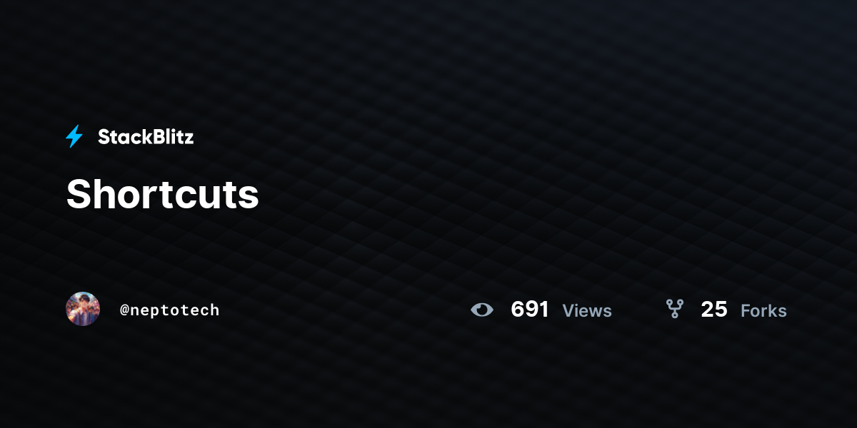 Shortcuts - StackBlitz
