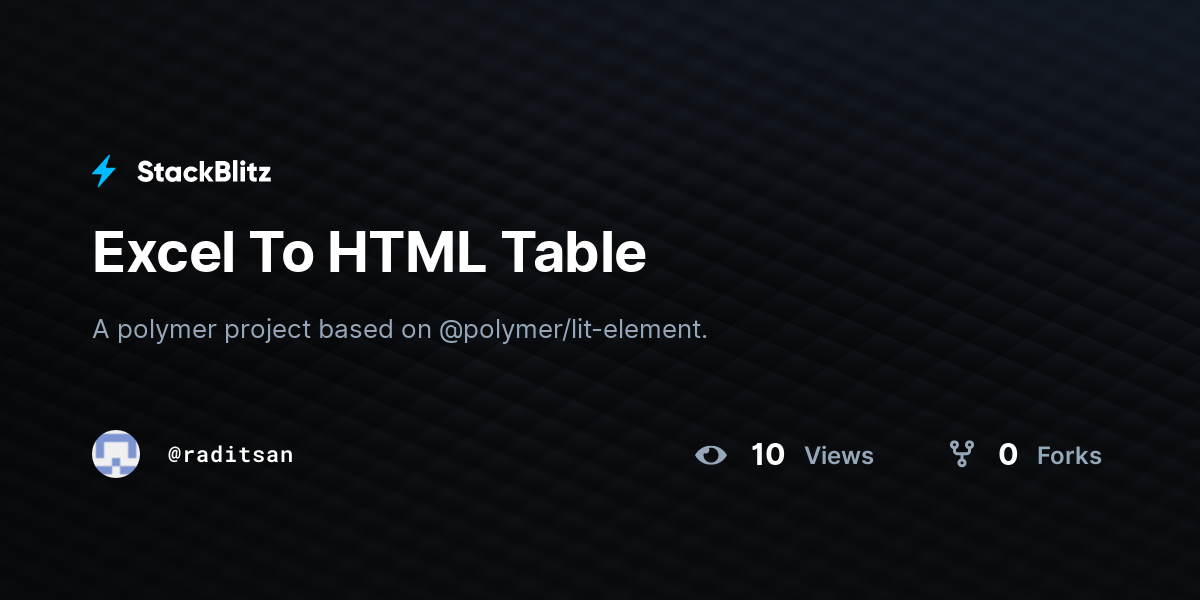 Excel To HTML Table - StackBlitz