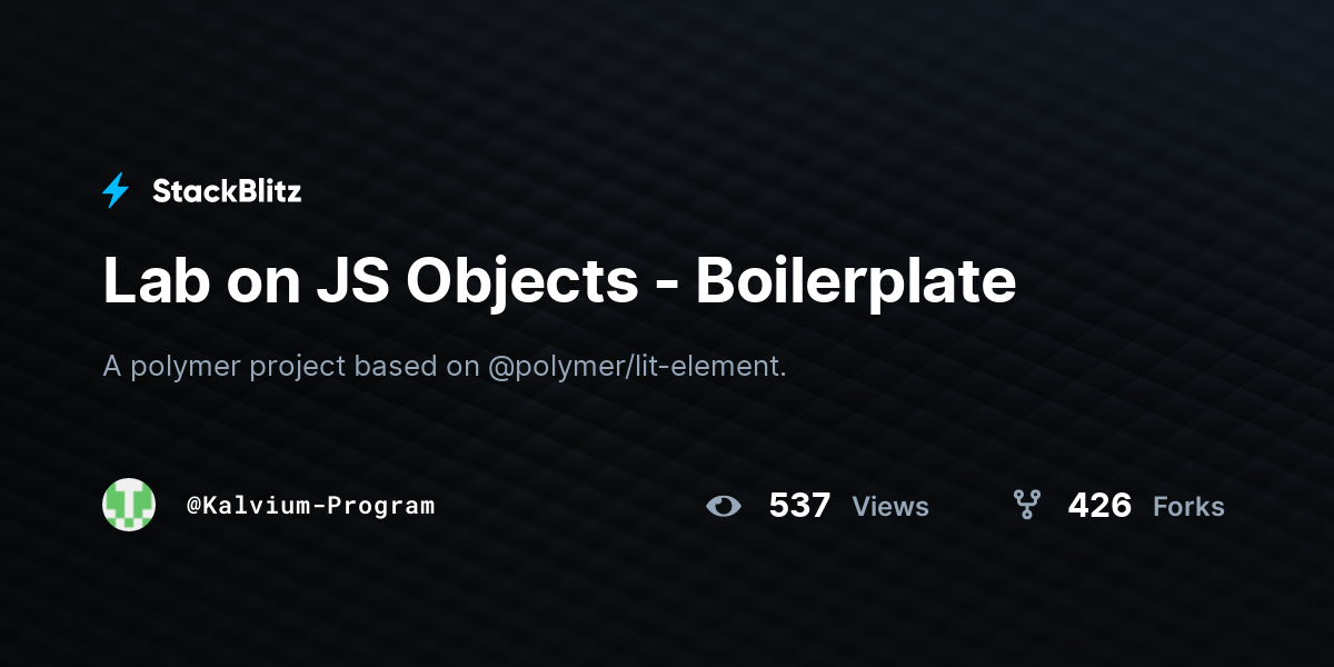Lab on JS Objects - Boilerplate - StackBlitz