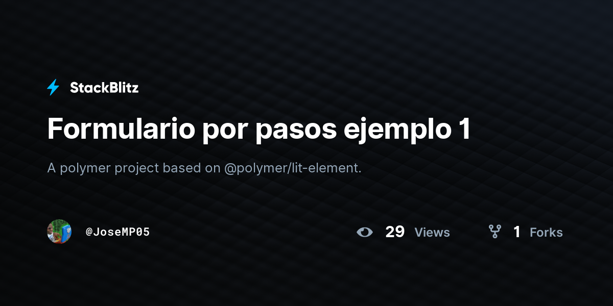 Formulario por pasos ejemplo 1 - StackBlitz