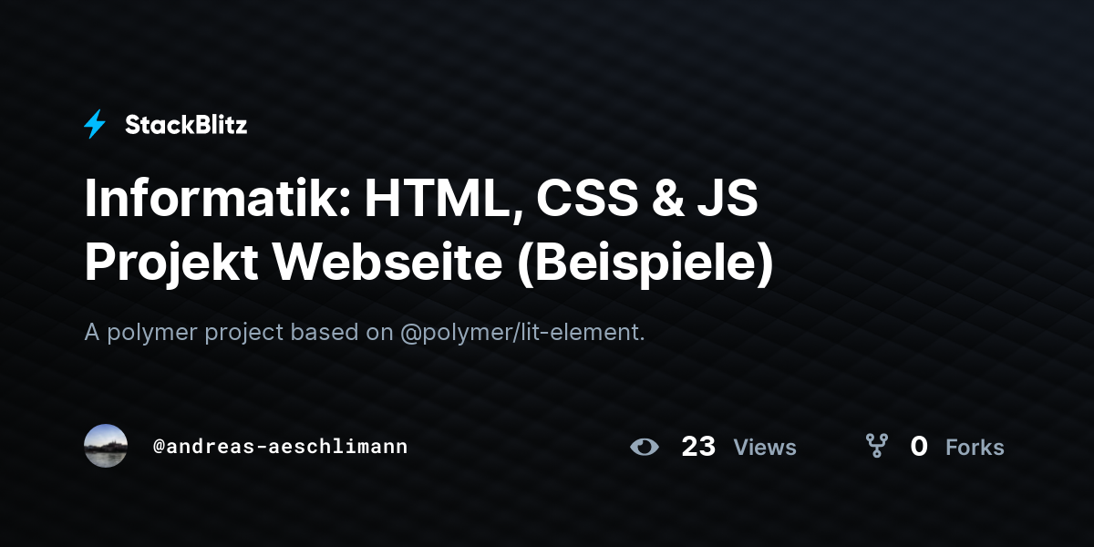 Informatik: HTML, CSS & JS Projekt Webseite (Beispiele) - StackBlitz