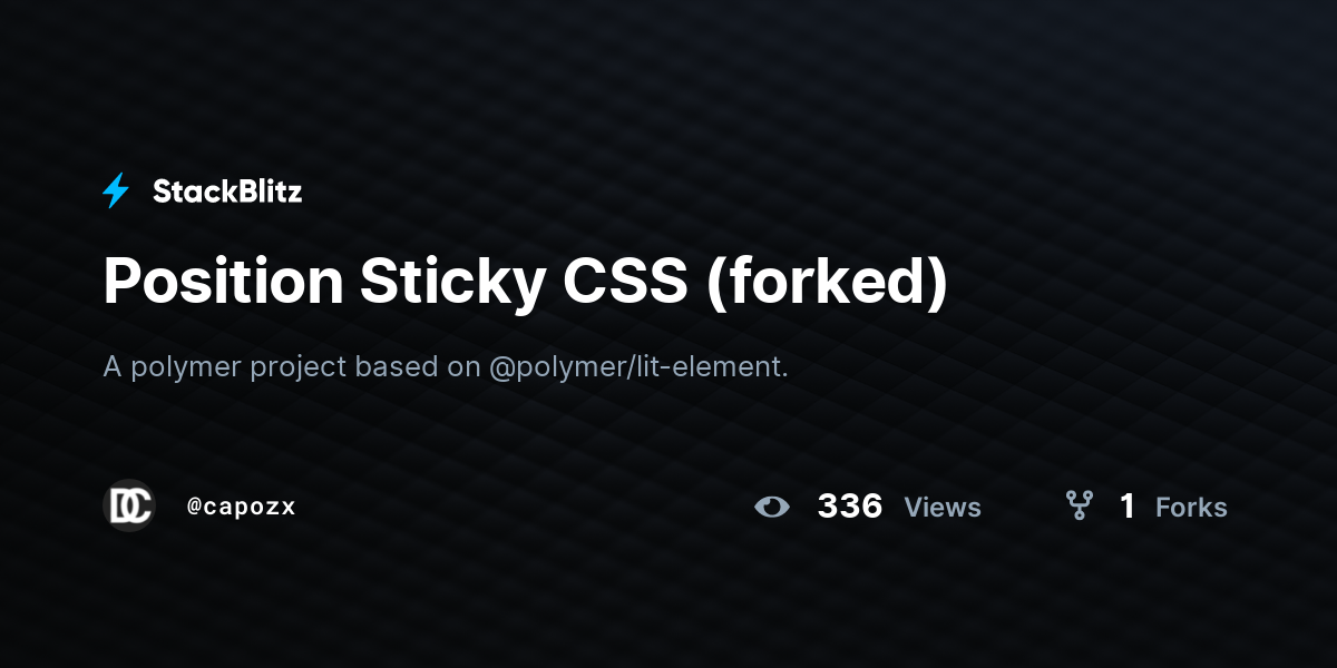 Position Sticky CSS (forked) - StackBlitz