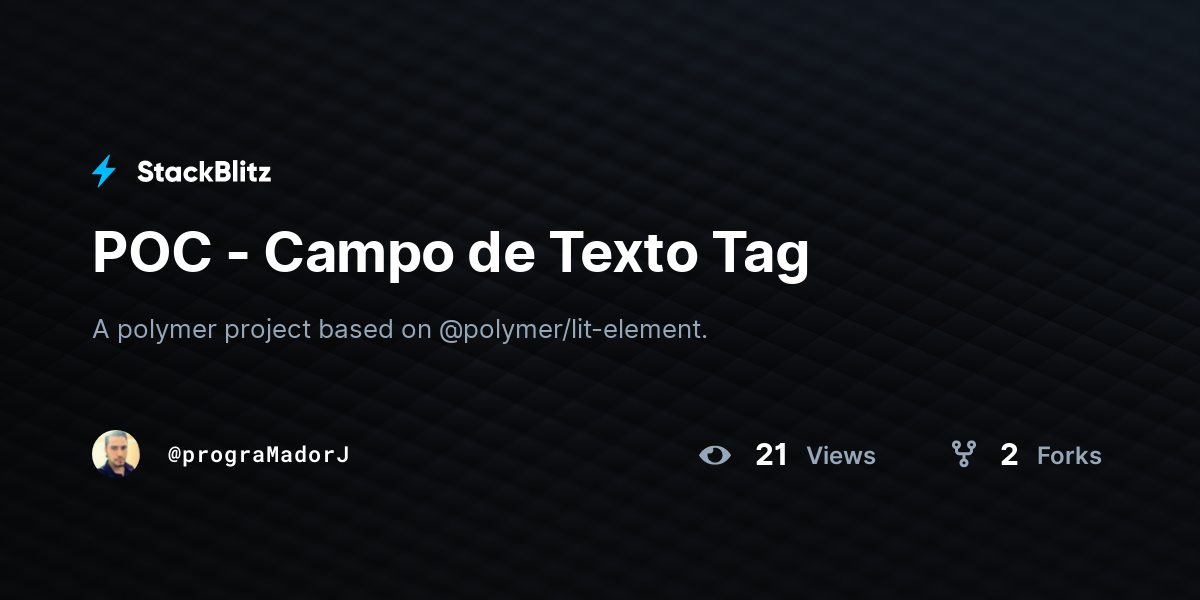 POC - Campo de Texto Tag - StackBlitz