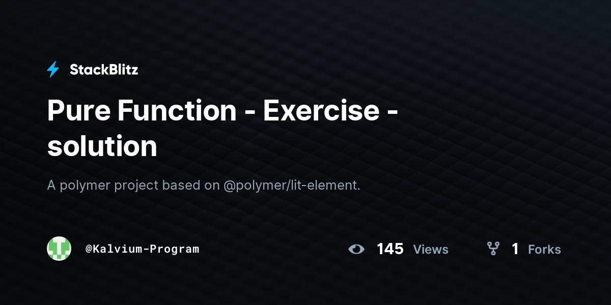 Pure Function - Exercise - solution - StackBlitz