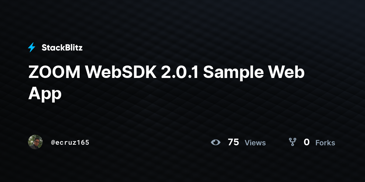 ZOOM WebSDK 2.0.1 Sample Web App - StackBlitz