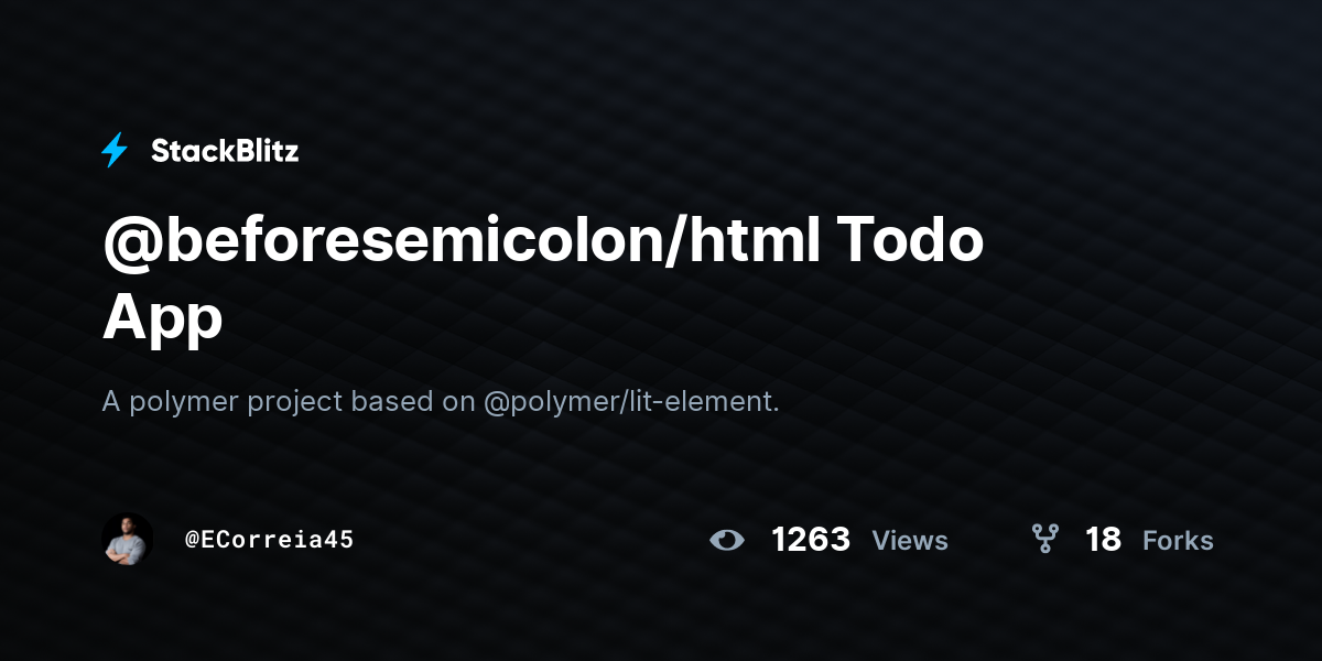 @beforesemicolon/html Todo App - StackBlitz