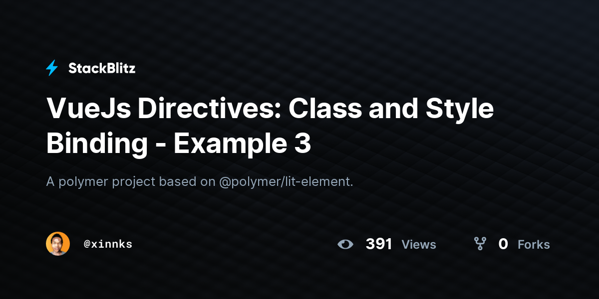 VueJs Directives: Class and Style Binding - Example 3 - StackBlitz