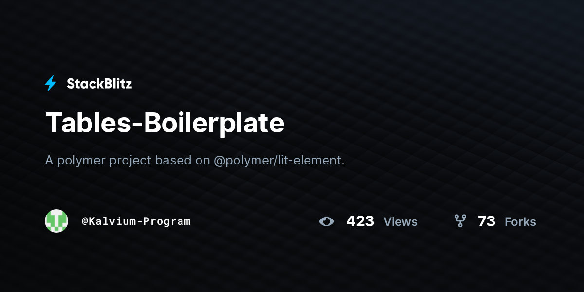 Tables-Boilerplate - StackBlitz