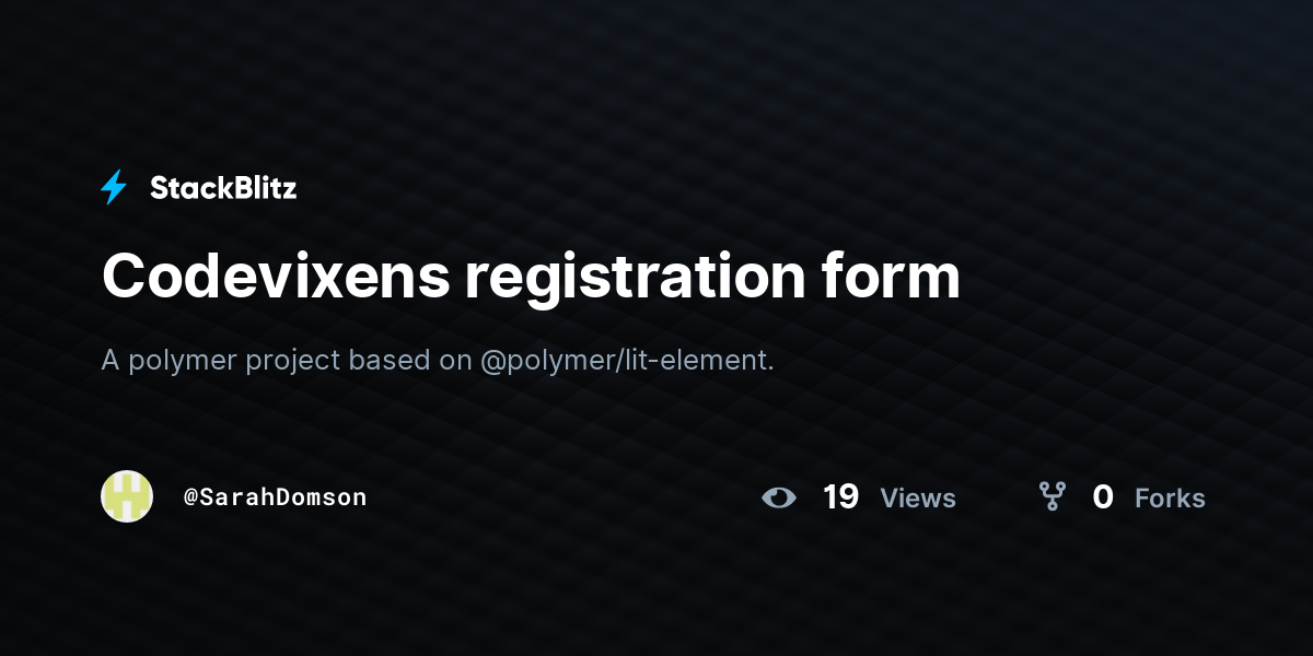 Codevixens registration form - StackBlitz
