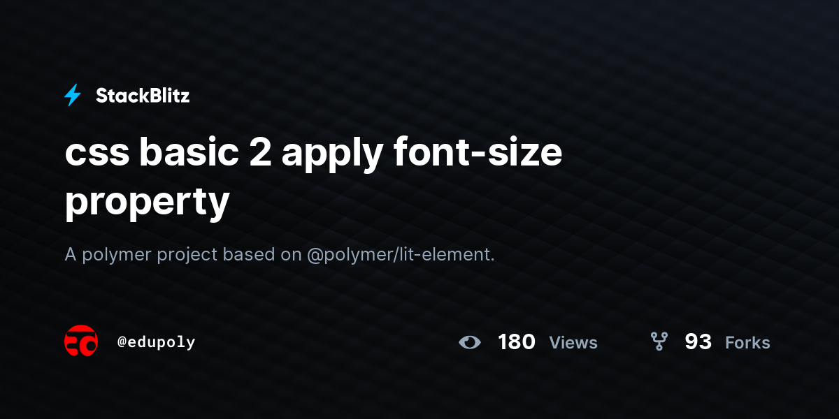 css basic 2 apply font-size property - StackBlitz