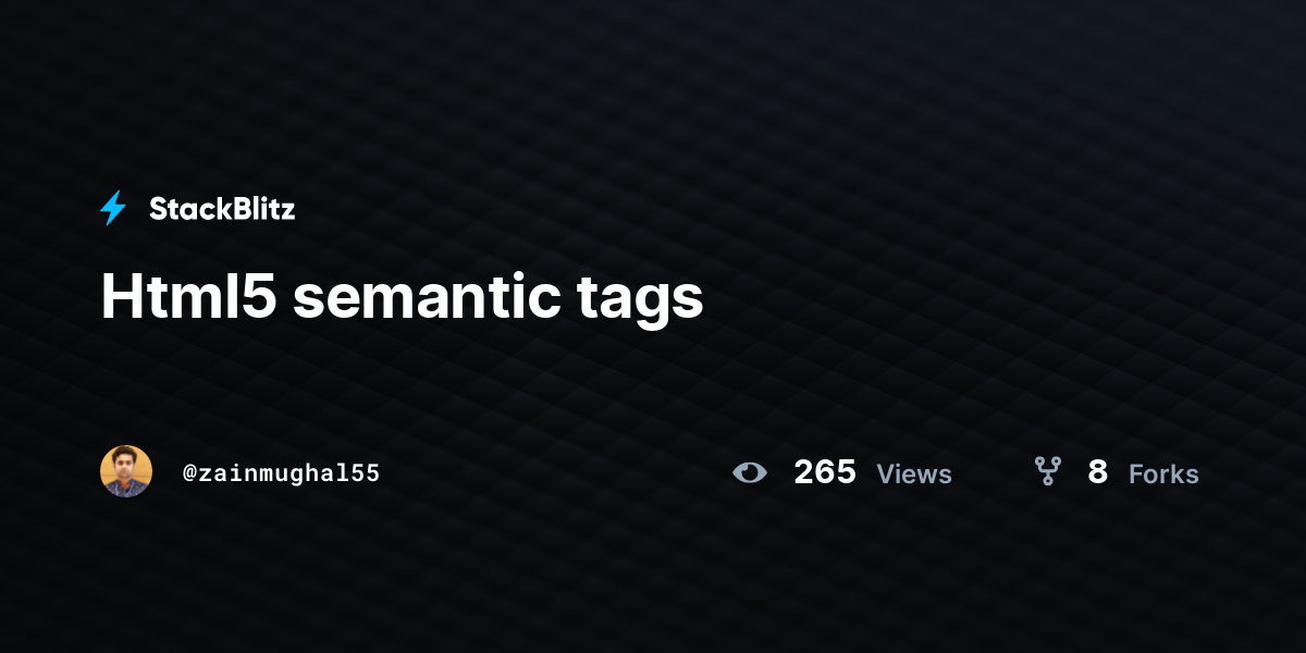 Html5 semantic tags - StackBlitz