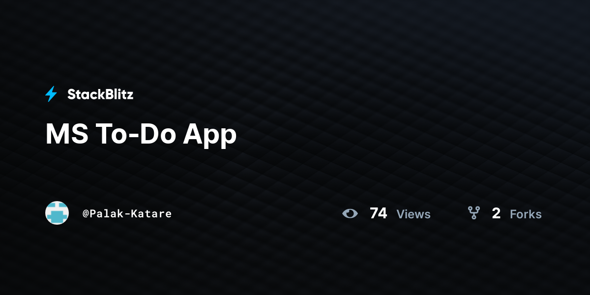MS To Do App StackBlitz
