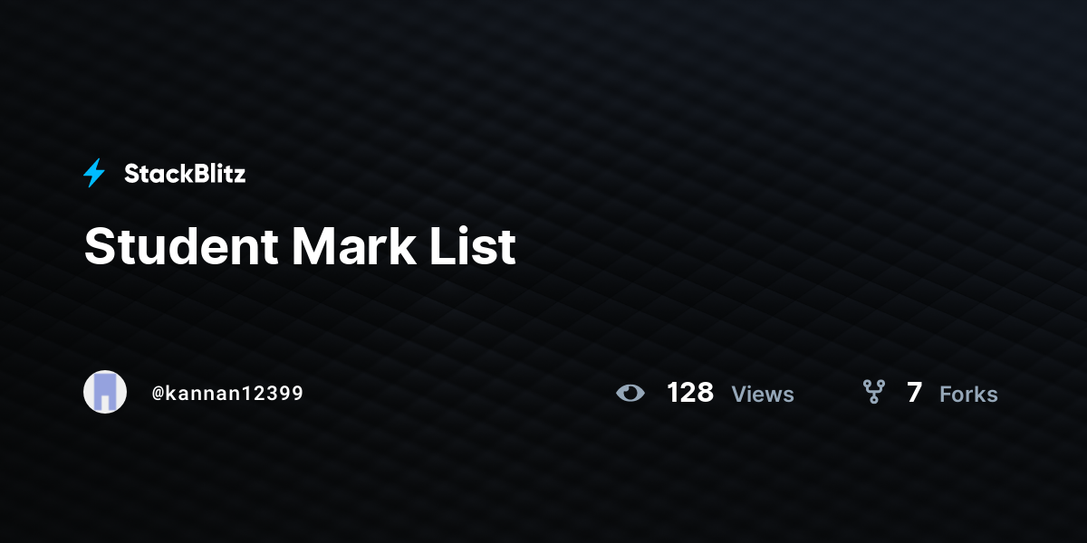 Student Mark List - StackBlitz