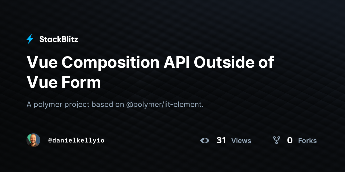 Vue Composition API Outside of Vue Form - StackBlitz