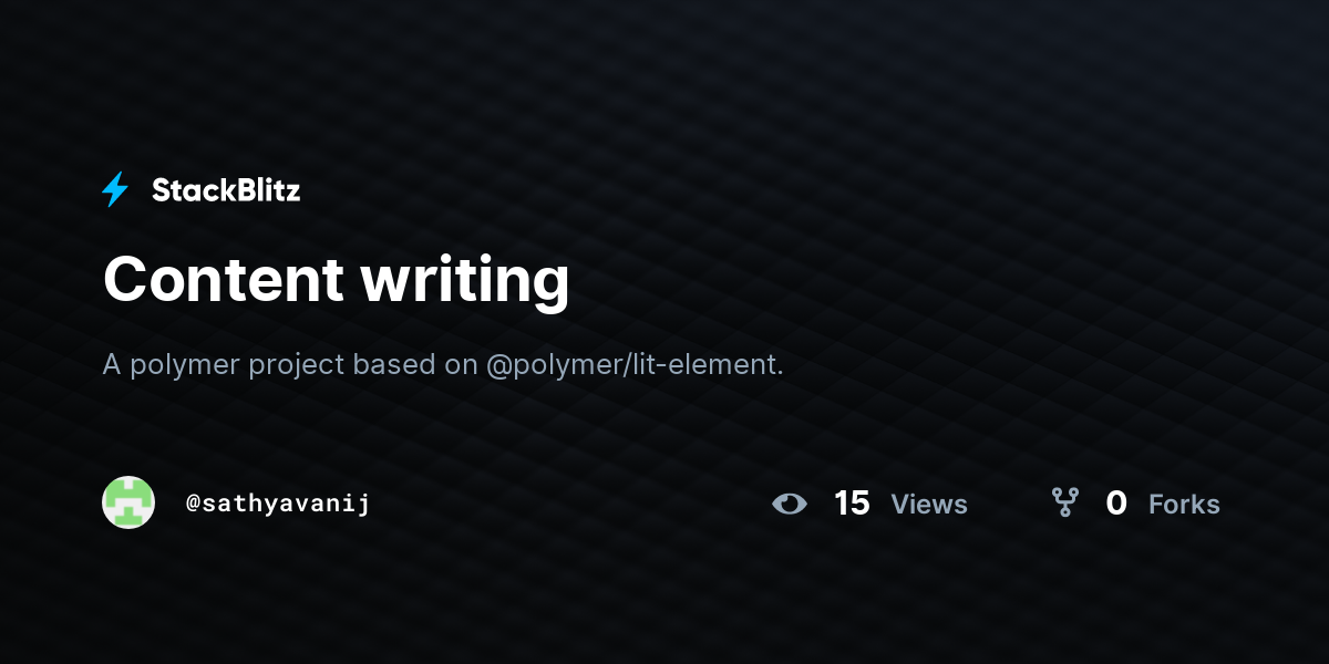 Content writing - StackBlitz