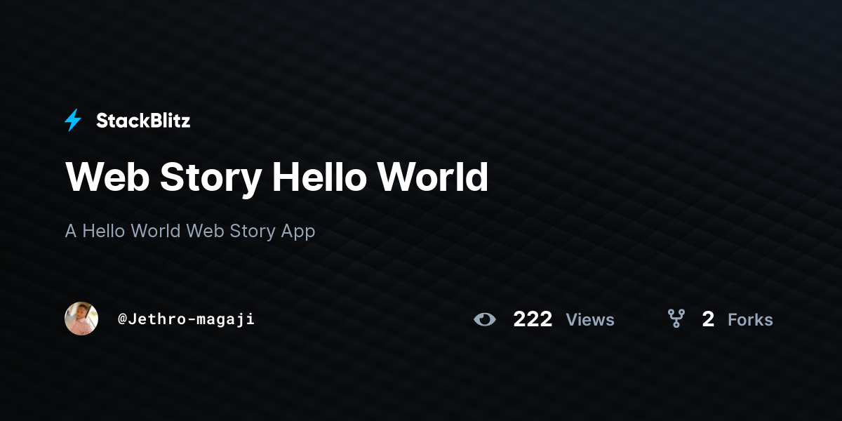 Web Story Hello World - StackBlitz