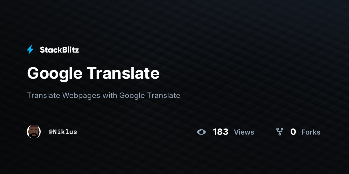 Google Translate - StackBlitz