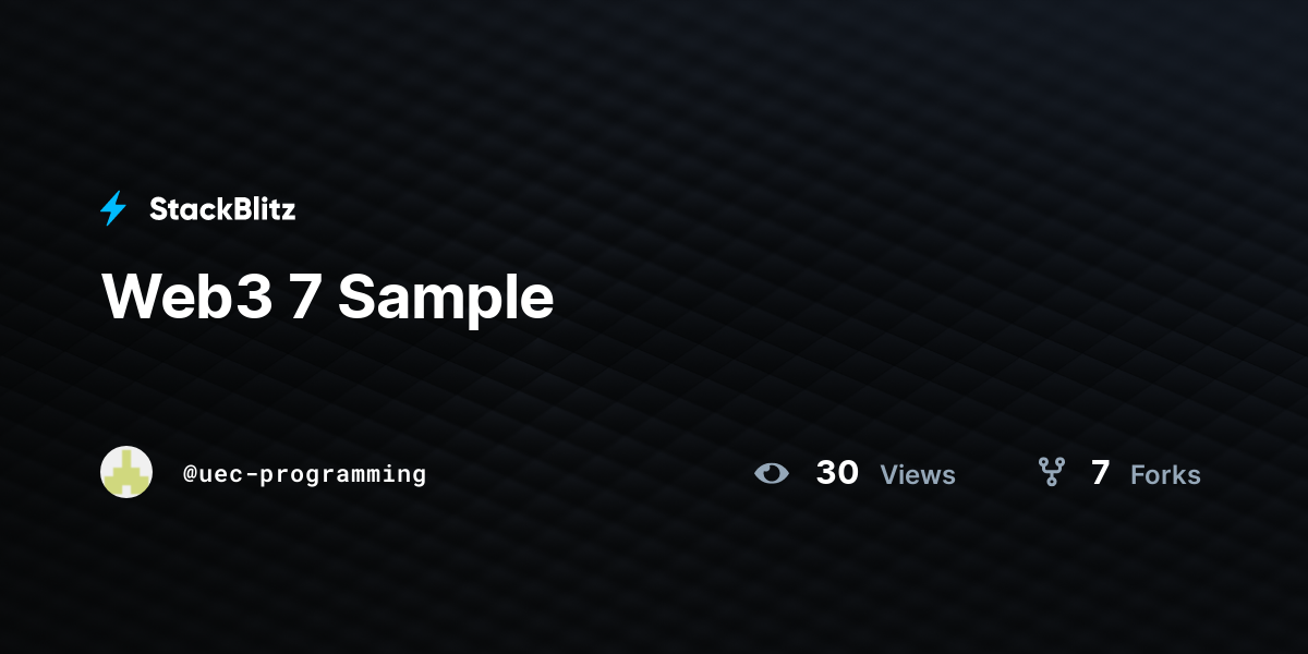 Web3 7 Sample - StackBlitz
