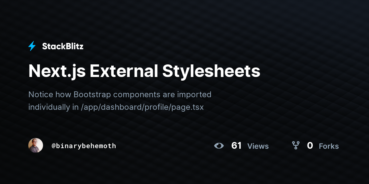 Next.js External Stylesheets - StackBlitz
