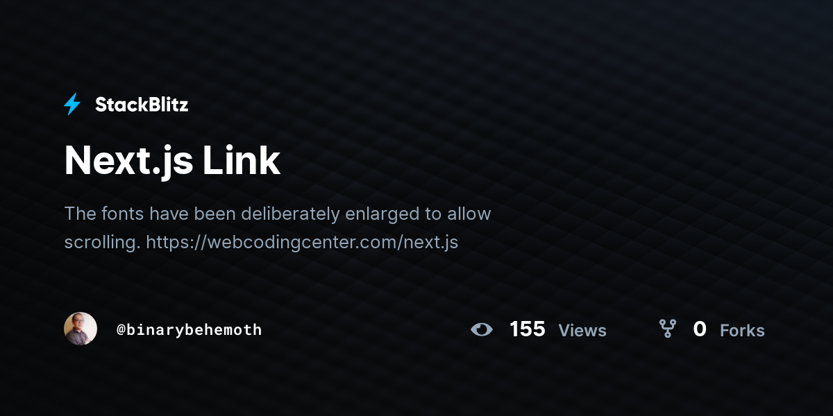 Next.js Link - StackBlitz