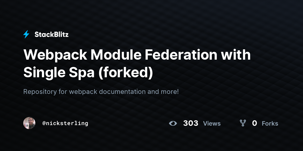 Webpack Module Federation with Single Spa (forked) - StackBlitz