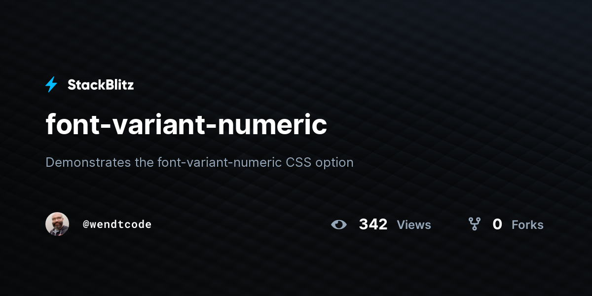 font-variant-numeric - StackBlitz