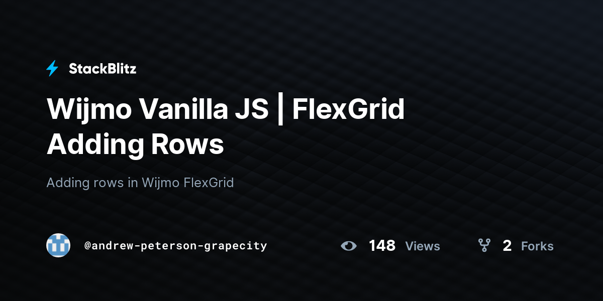 Wijmo Vanilla JS | FlexGrid Adding Rows - StackBlitz