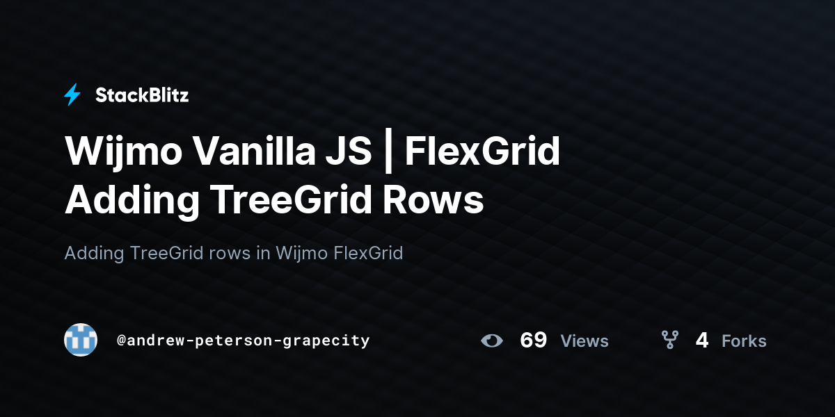 Wijmo Vanilla JS | FlexGrid Adding TreeGrid Rows - StackBlitz