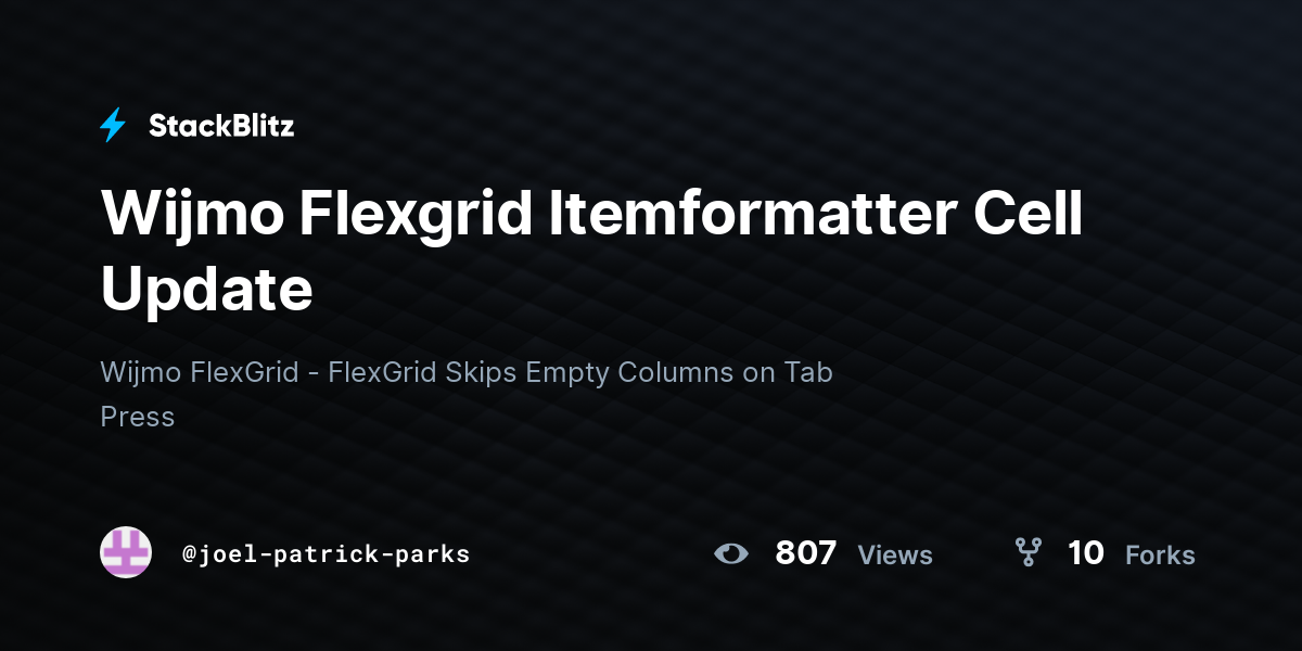 Wijmo Flexgrid Itemformatter Cell Update - StackBlitz