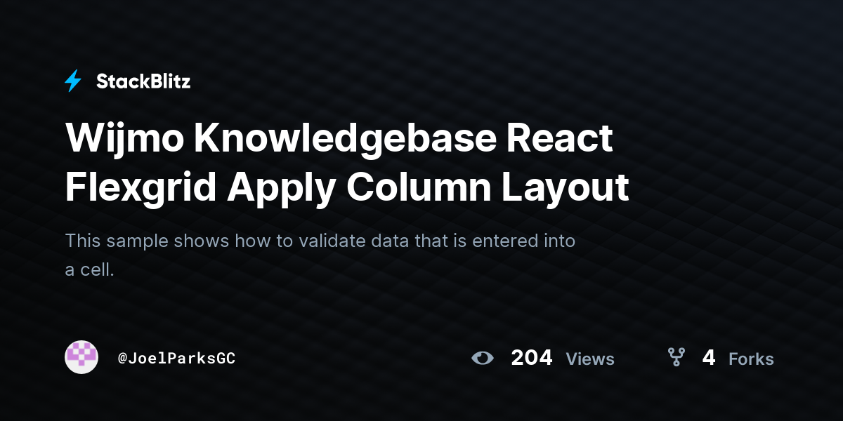 Wijmo Knowledgebase React Flexgrid Apply Column Layout - StackBlitz Wijmo Knowledgebase React Flexgrid Apply Column Layout - StackBlitz