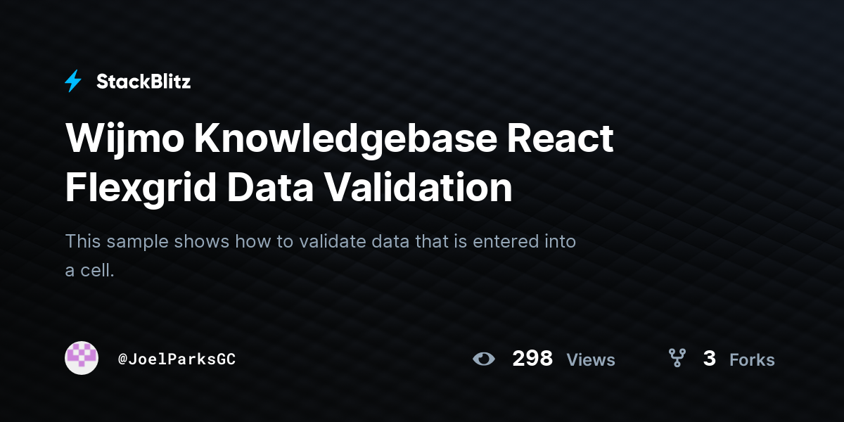 Wijmo Knowledgebase React Flexgrid Data Validation Stackblitz