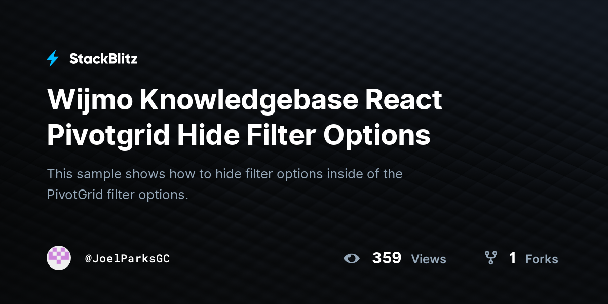 Wijmo Knowledgebase React Pivotgrid Hide Filter Options - StackBlitz
