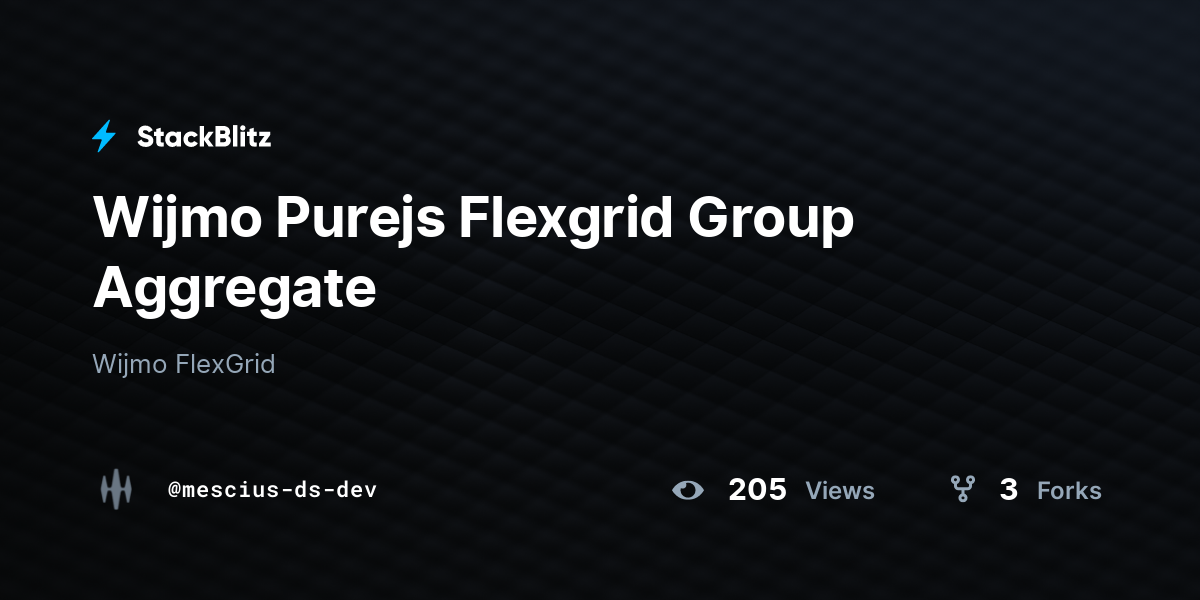 Wijmo Purejs Flexgrid Group Aggregate Stackblitz