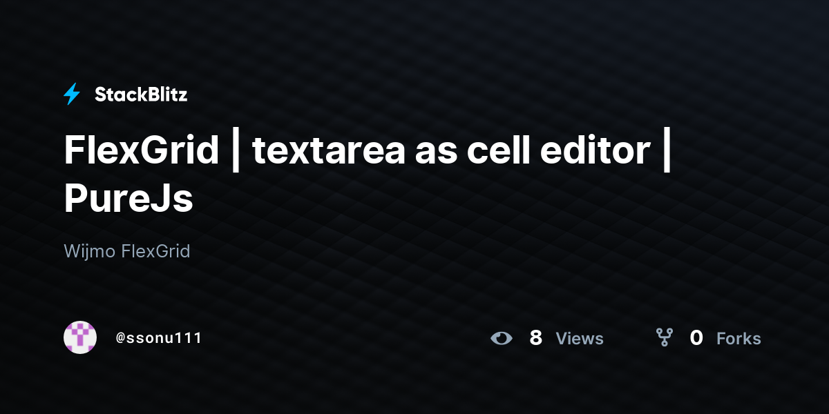 FlexGrid | textarea as cell editor | PureJs - StackBlitz