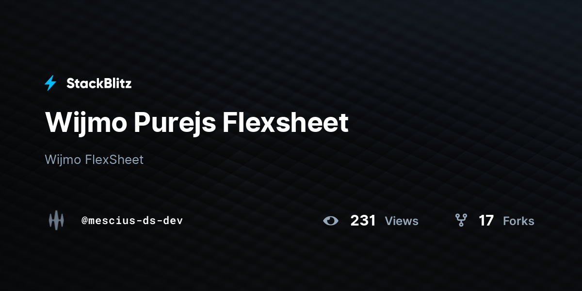 Wijmo Purejs Flexsheet - StackBlitz