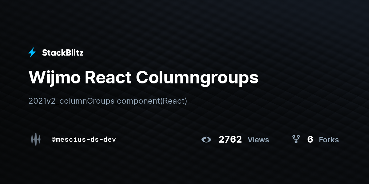Wijmo React Columngroups - StackBlitz