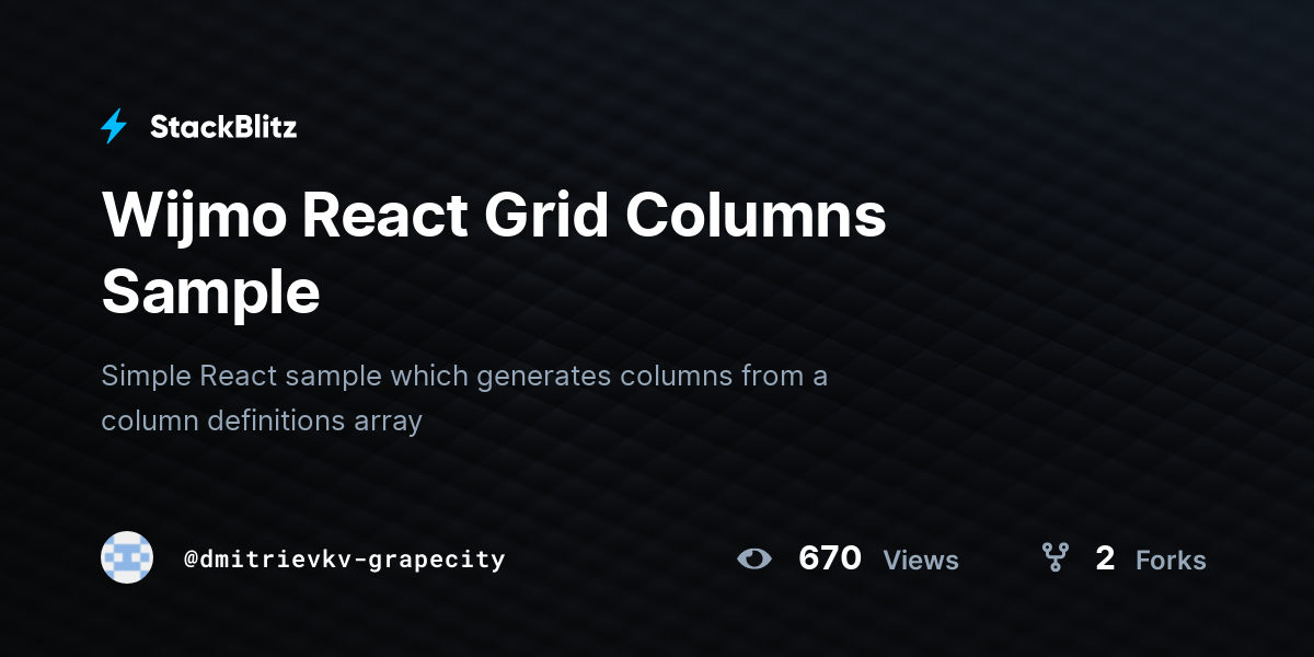 Wijmo React Grid Columns Sample - StackBlitz