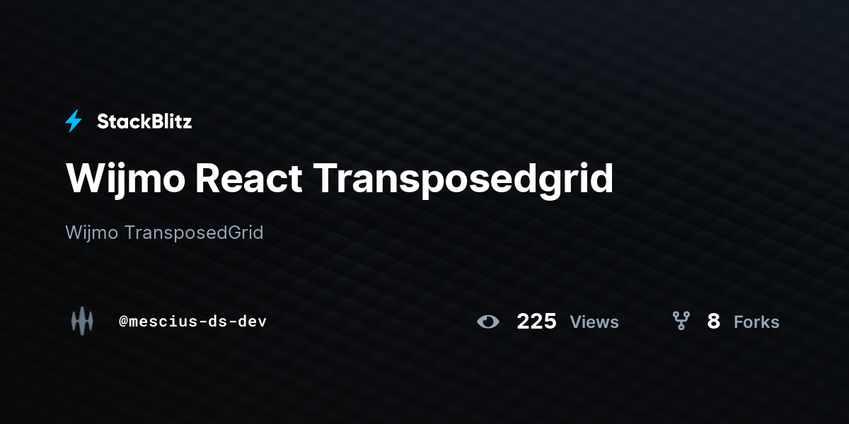 Wijmo React Transposedgrid - StackBlitz