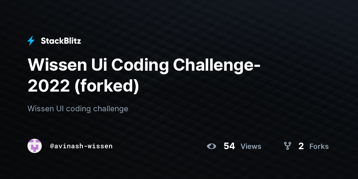 Wissen Ui Coding Challenge-2022 (forked) - StackBlitz Wissen Ui Coding Challenge-2022 (forked) - StackBlitz
