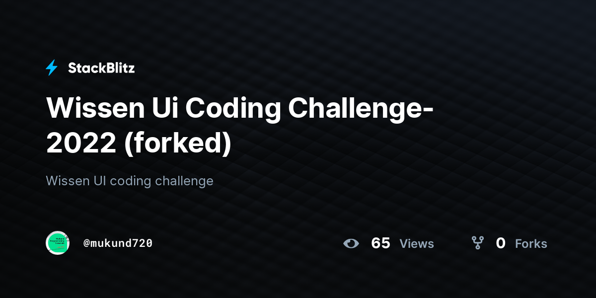 Wissen Ui Coding Challenge-2022 (forked) - StackBlitz Wissen Ui Coding Challenge-2022 (forked) - StackBlitz