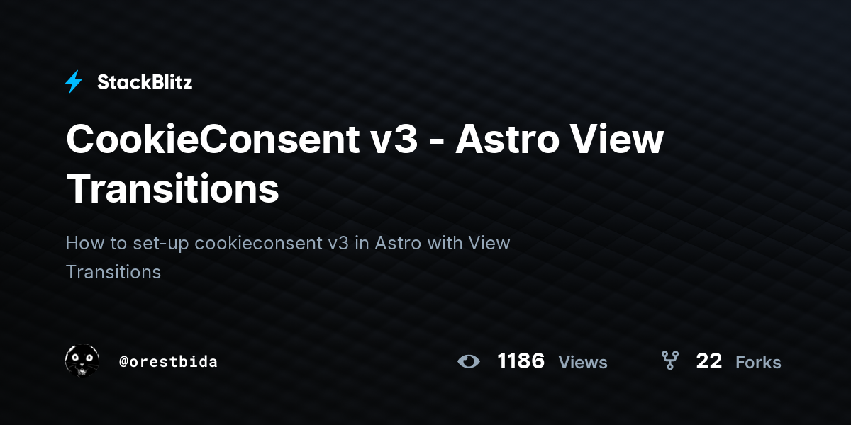 CookieConsent v3 - Astro View Transitions - StackBlitz