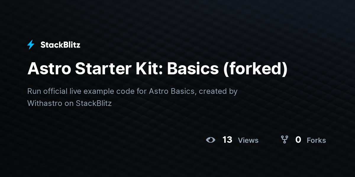 Astro Starter Kit: Basics (forked) - StackBlitz