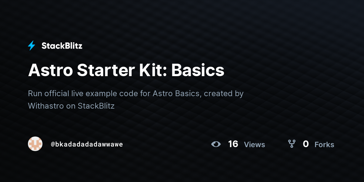 Astro Starter Kit: Basics - StackBlitz