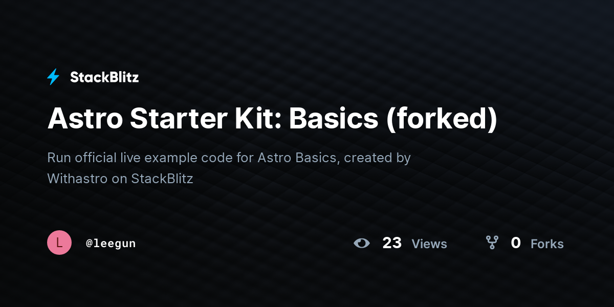 Astro Starter Kit: Basics (forked) - StackBlitz
